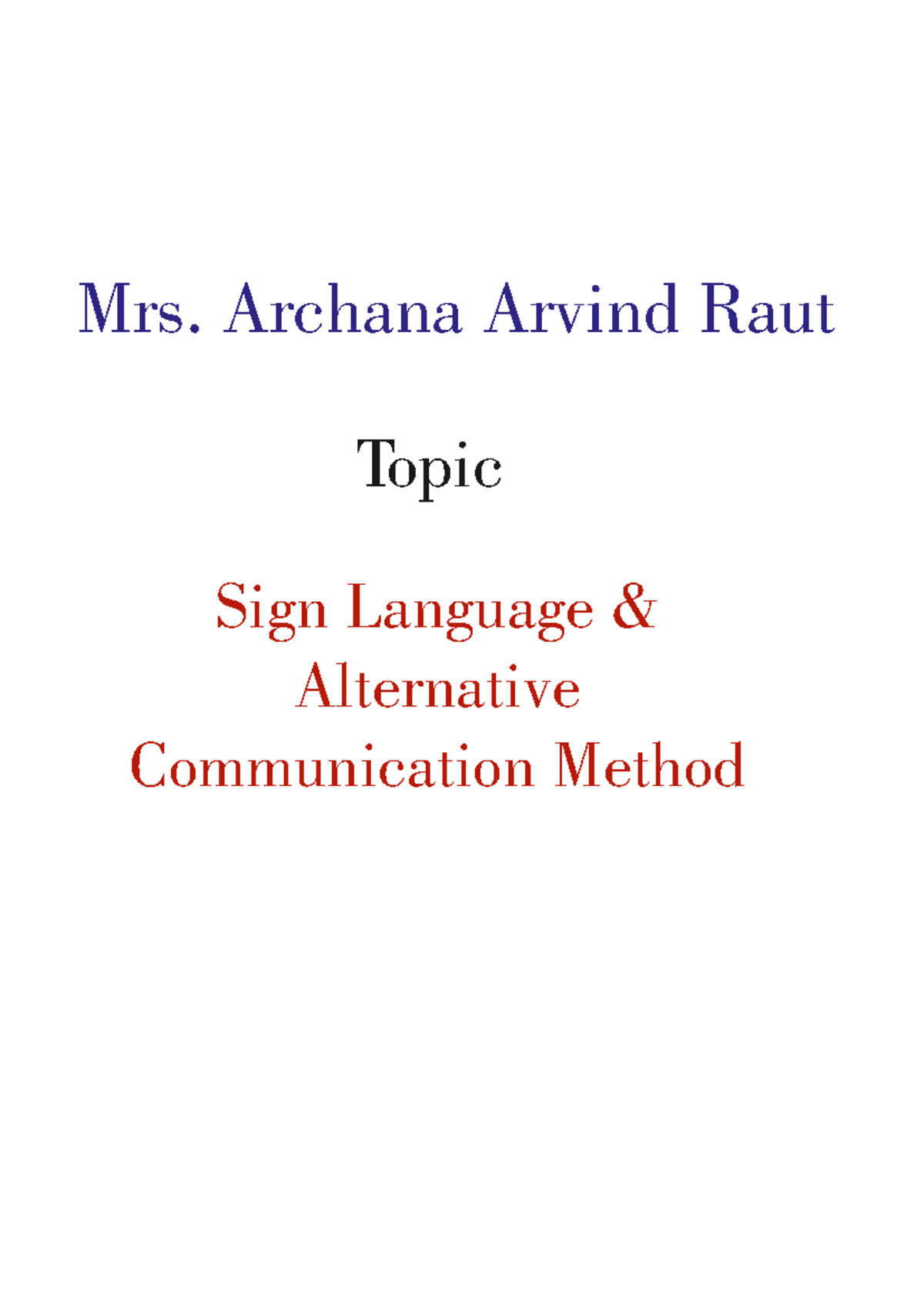 COMM 101: Sign Language as an Alternative Communication Method - Studocu