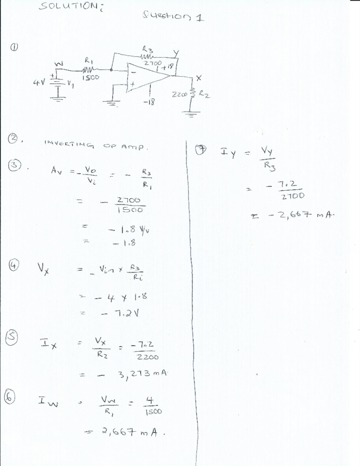 ELC2 Assignment 02 MEMO Solution - SOLUTION: Question 1 1 R3 mm Y W R1 ...