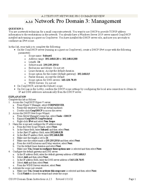 A - Helps with Configuration - A TESTOUT NETWORK PRO DOMAIN REVIEW A.2 ...
