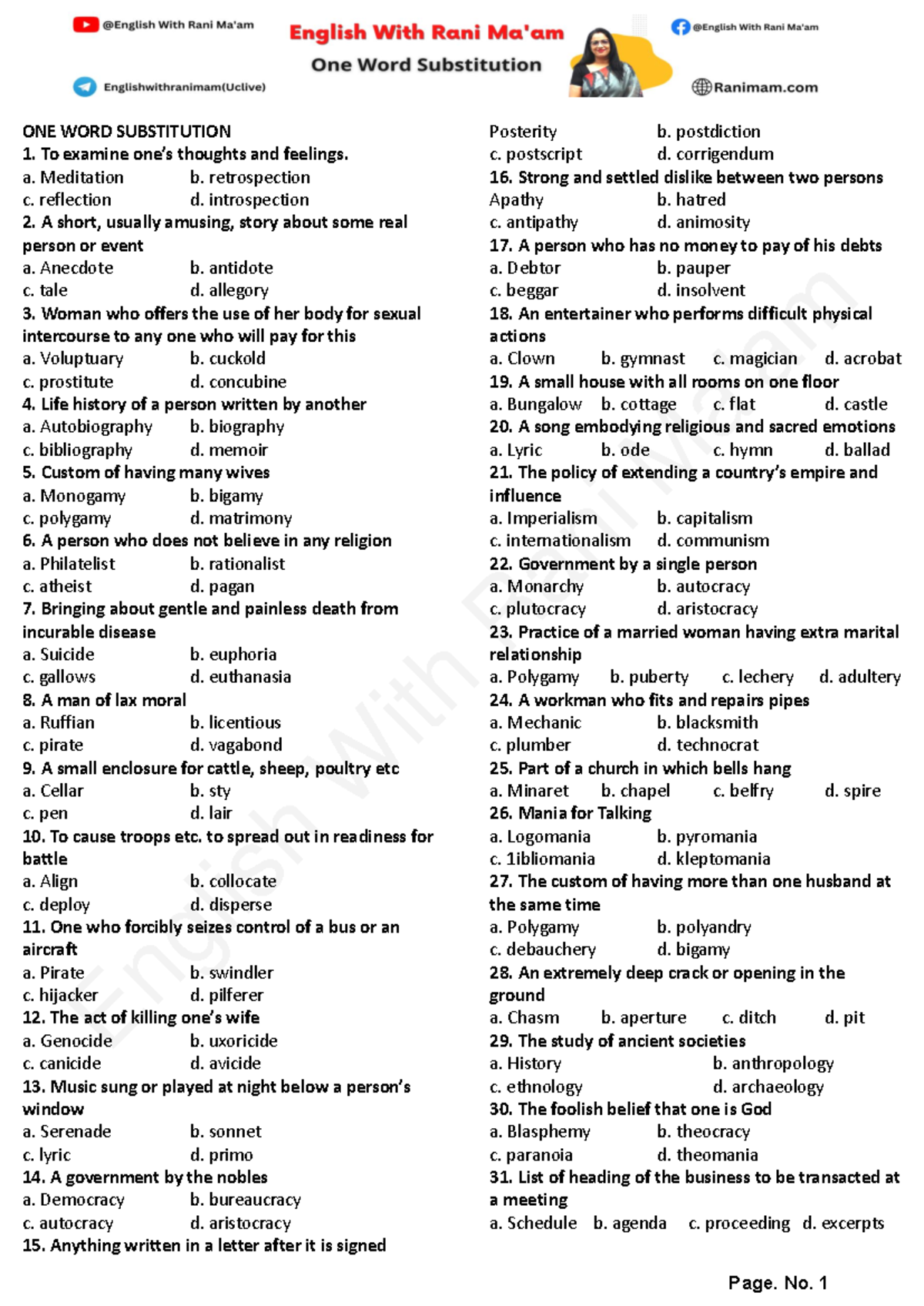 English W iM a m Vocabulary Quiz Notes - Studocu