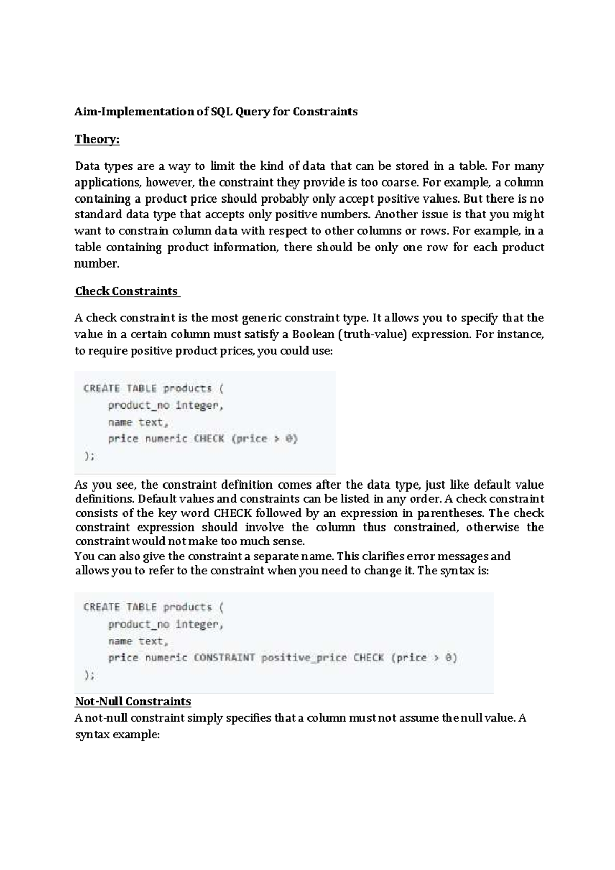 SQL Query Constraints Theory: Key Concepts and Examples - Studocu