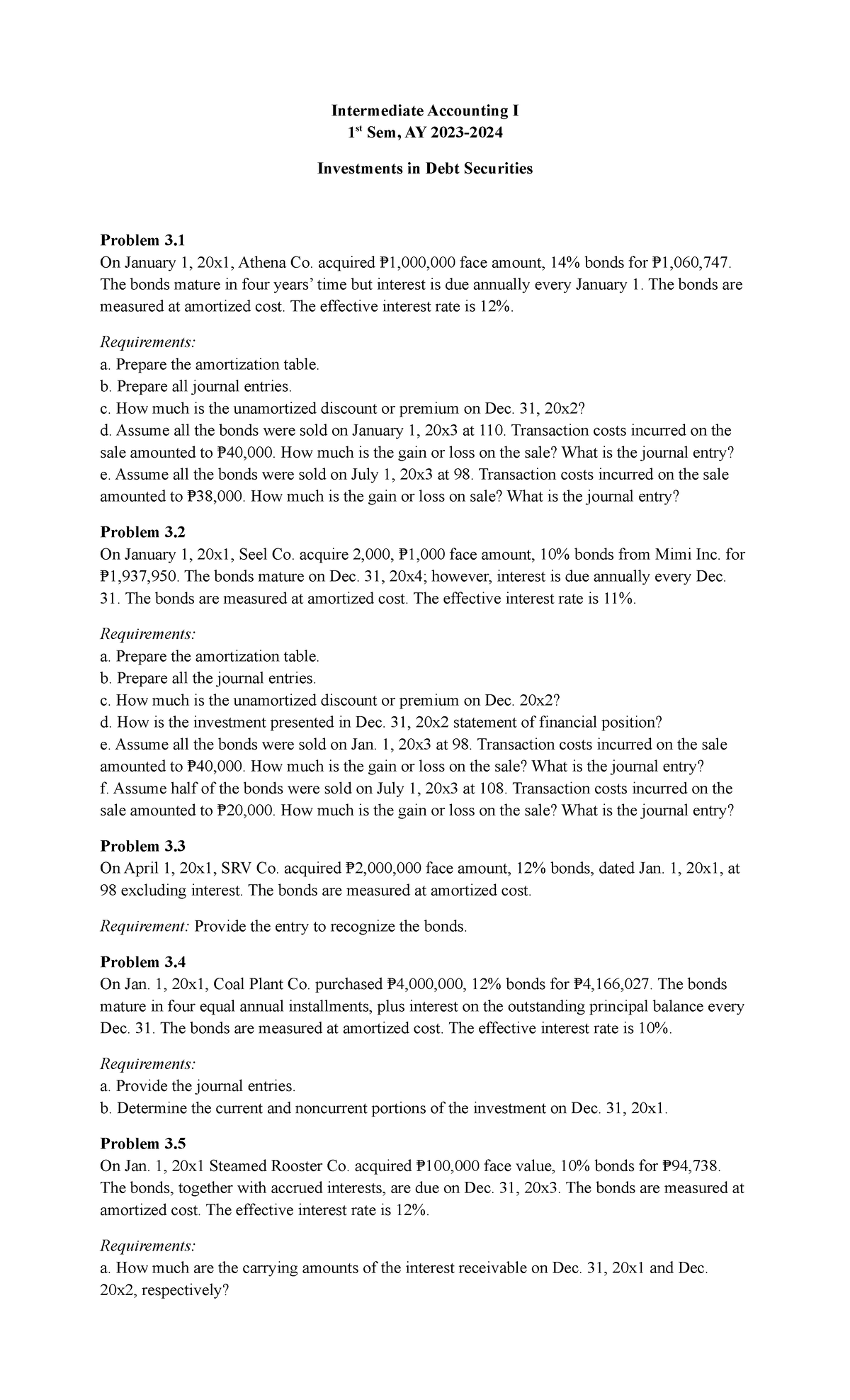 Ia Chapter 10 13 Problems In Intermediate Accounting I 1st Sem