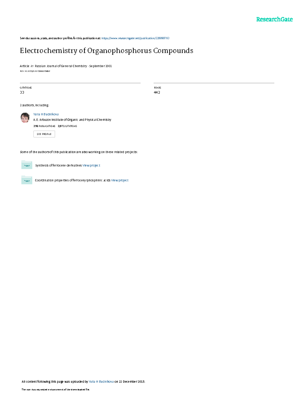 Electrochemistry of Organophosphorus Compounds: Insights and Advances ...