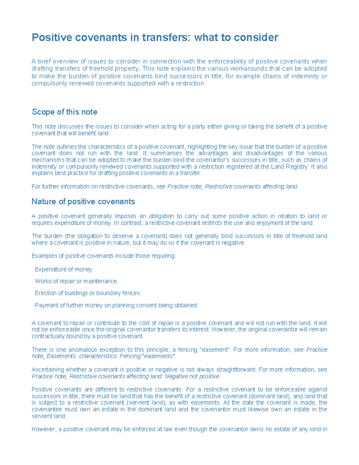 Positive Covenants in Property Transfers: Essential Practices and ...