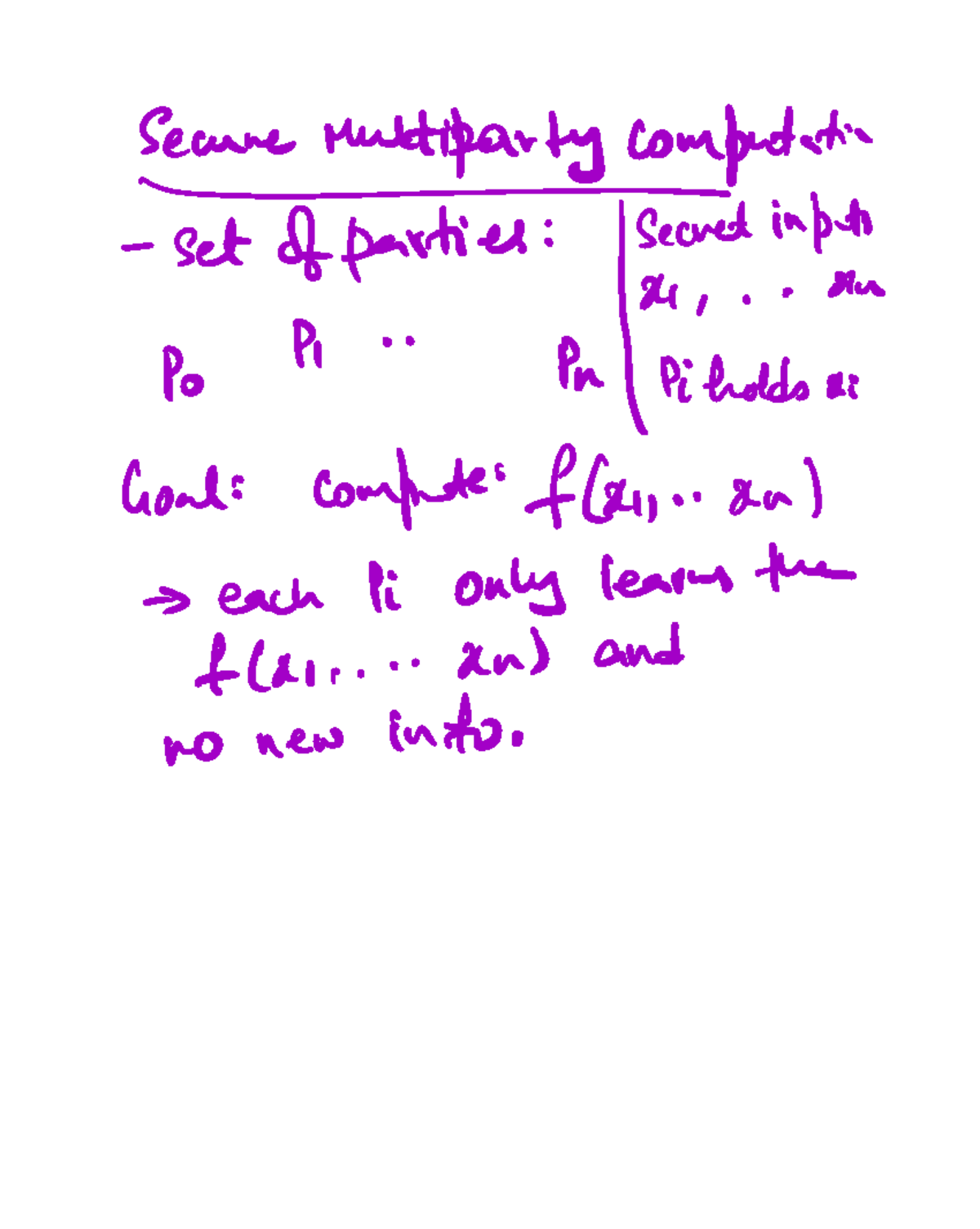 Secure MPC Lecture 1: Understanding Multiparty Computation - Studocu