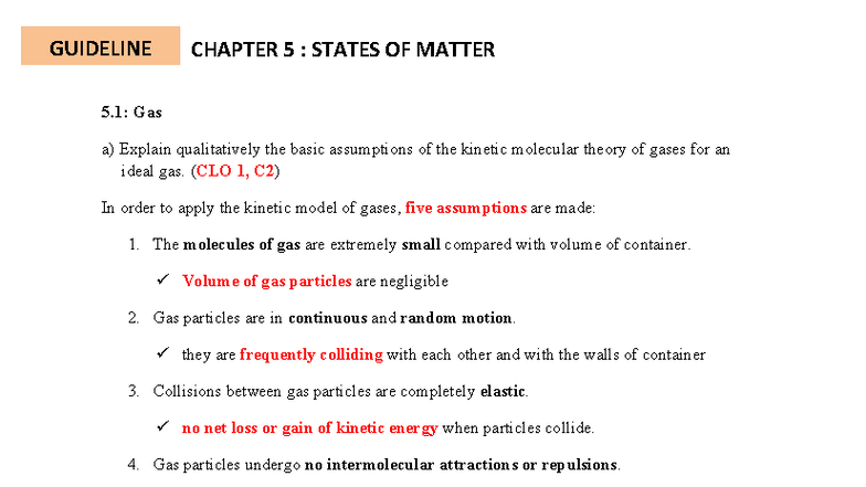 Guideline Chapter 5.1: States of Matter - Gas Laws and Kinetic Theory ...