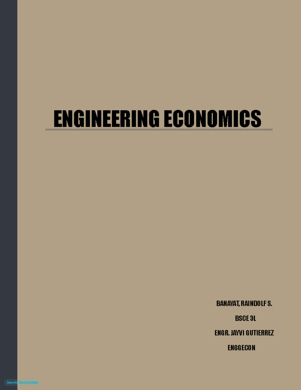 Engineering Economics Midterm Review - BSCE 3L - Studocu