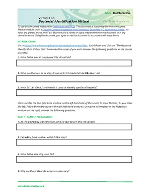 Lab 5 - Bacteria Identification Virtual Lab- solved - Bacterial ...