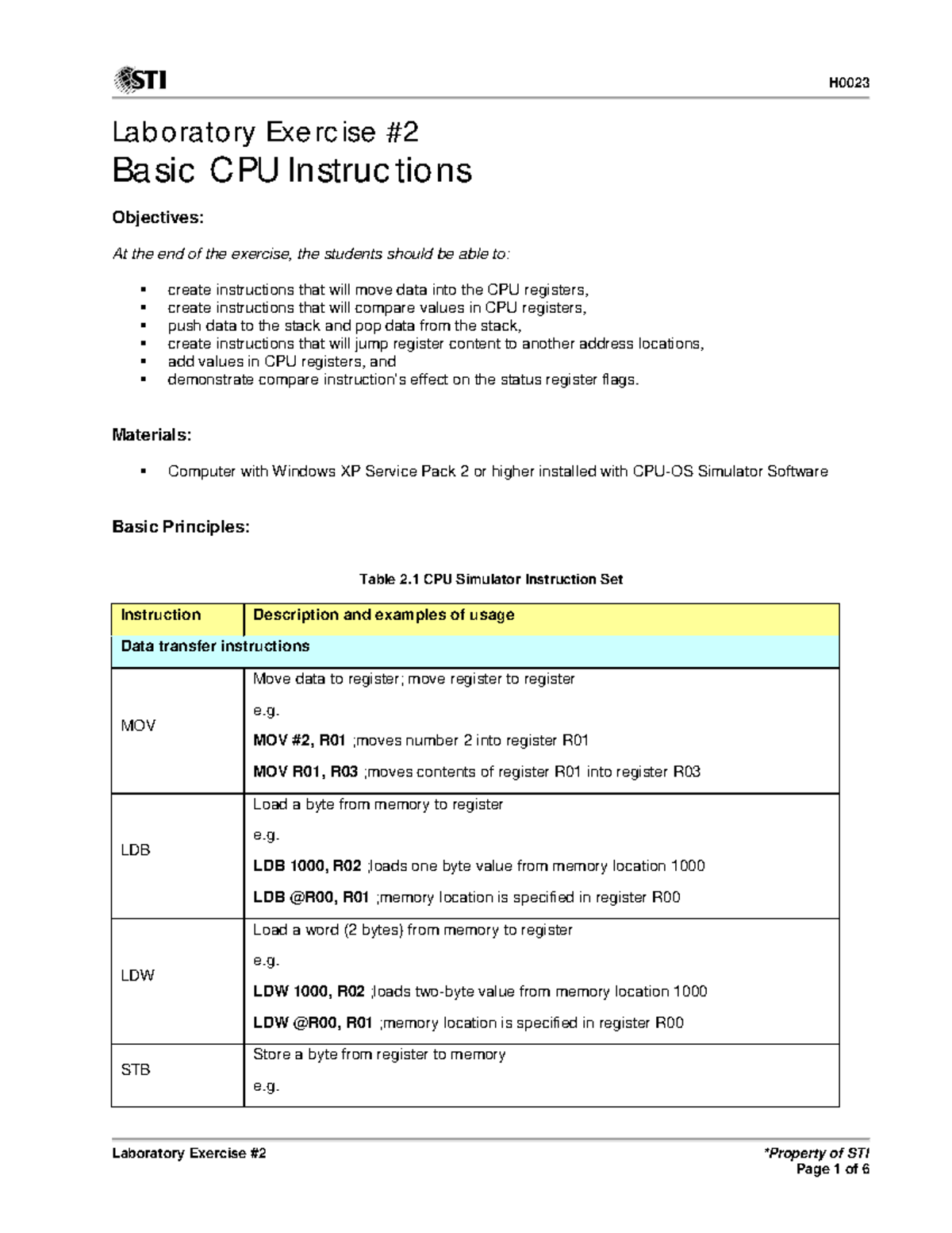 02 Laboratory Exercise 1(26) - Laboratory Exercise #2 *Property of STI ...