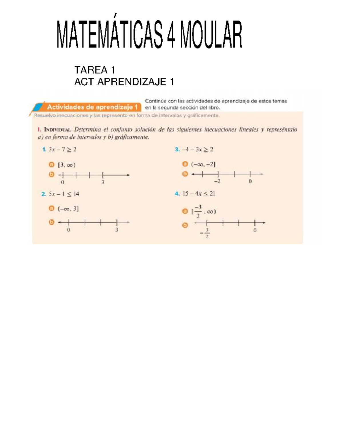 MATE4 Tareas de Aprendizaje: Ejercicios y Actividades del Bloque 1 ...