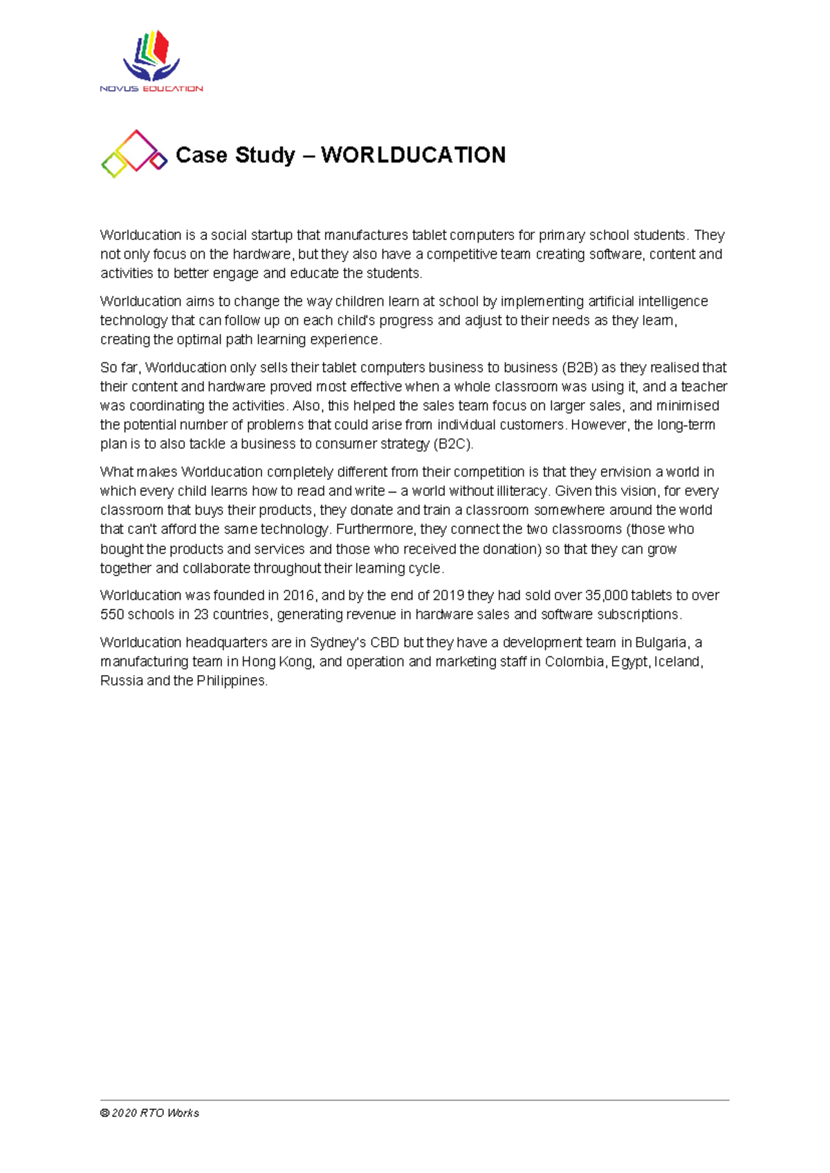 Bsbcrt 511 Simulation Pack Qb1RELW - Case Study – WORLDUCATION ...