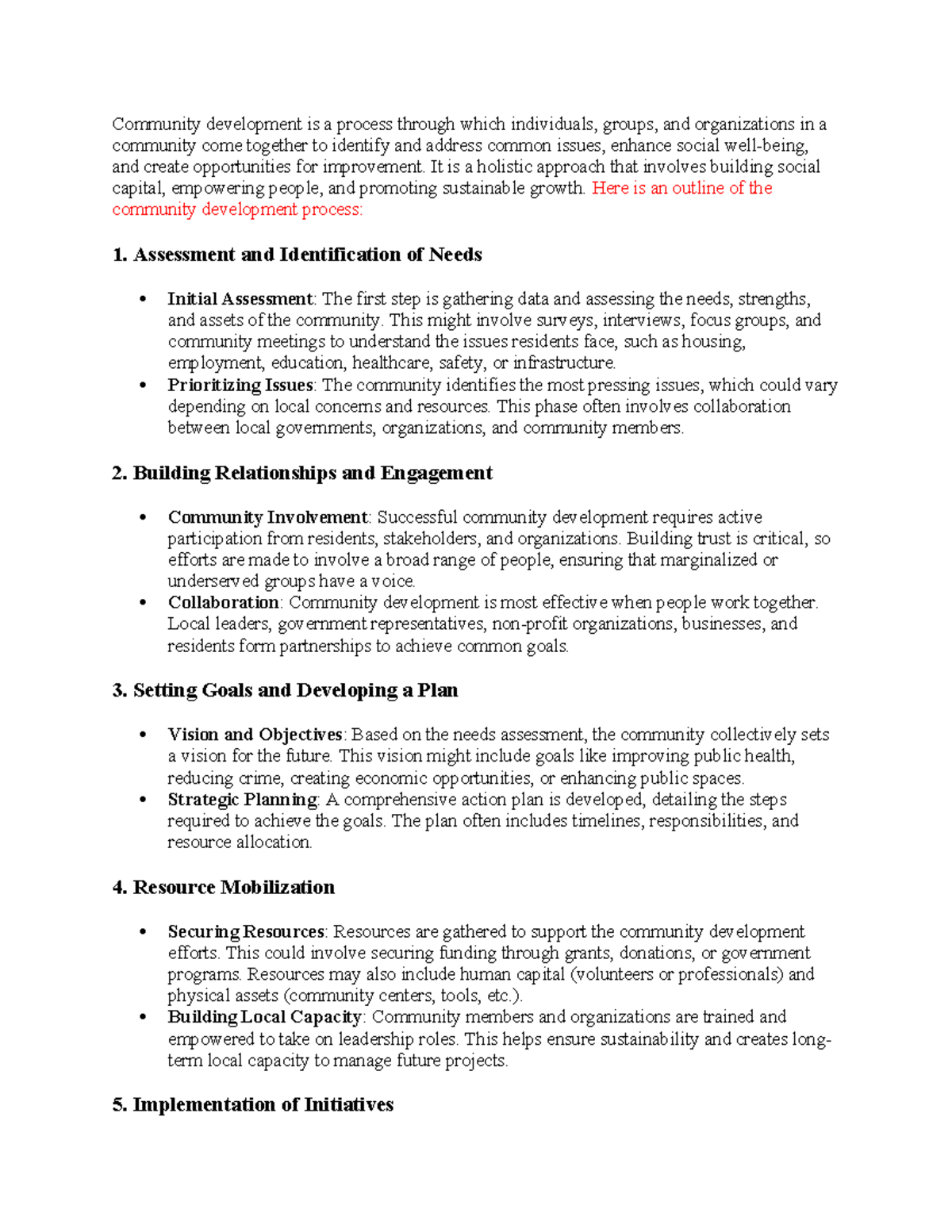 Community Development Process: Strategies and Theories (CD 101) - Studocu