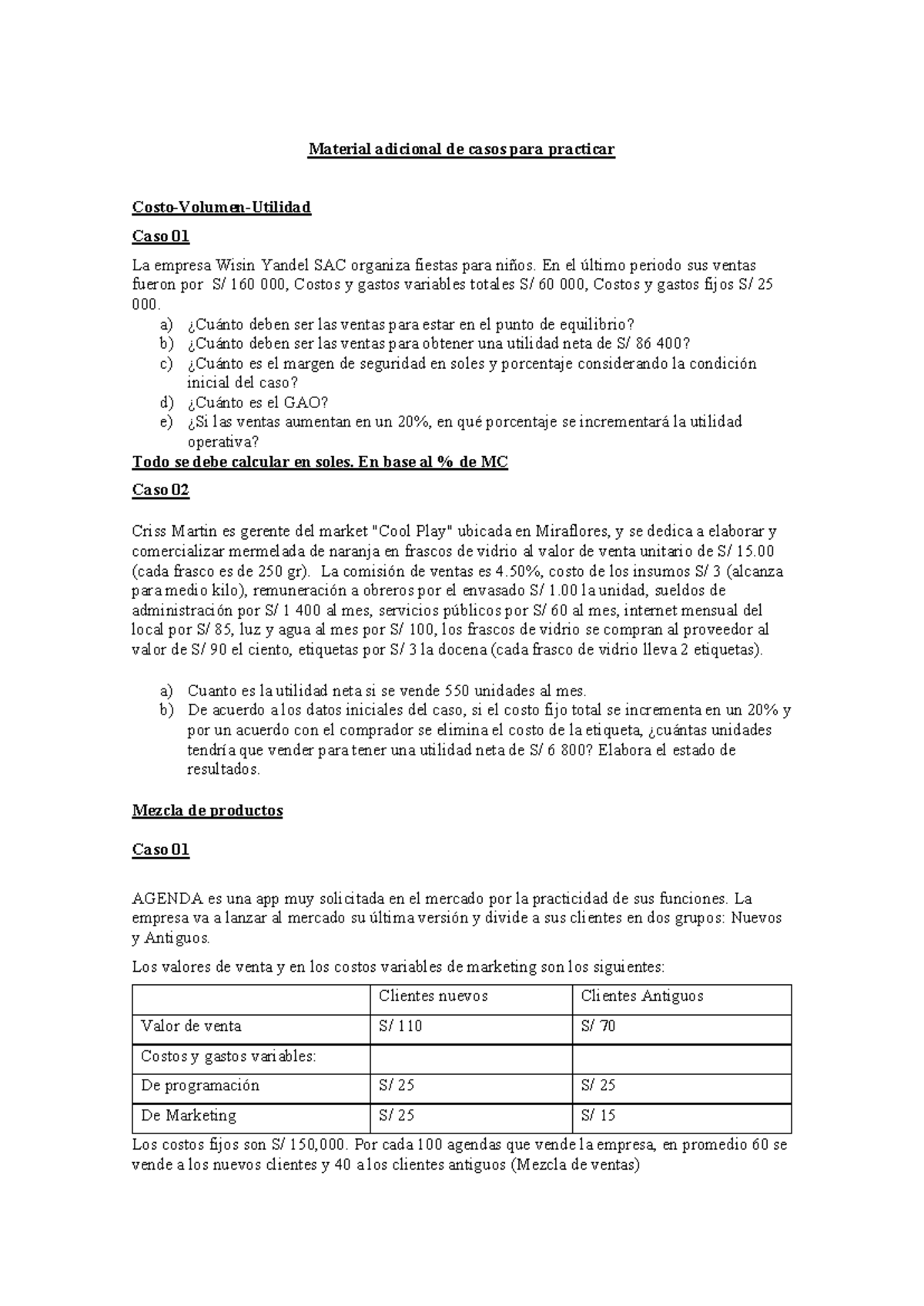 Material Adicional de Casos para Practicar - Análisis Financiero - Studocu