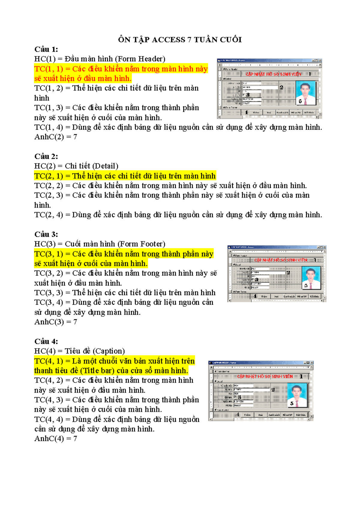ÔN TẬP ACCESS 7 TUẦN CUỐI - KHÓA HỌC B1-ACCESS 2023 - Studocu