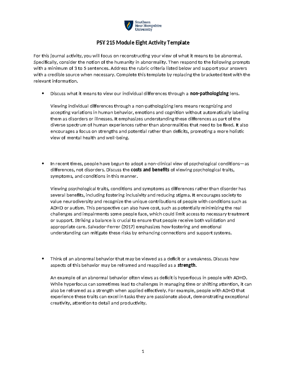 PSY 215 Module Eight Activity Template - PSY 215 Module Eight Activity ...