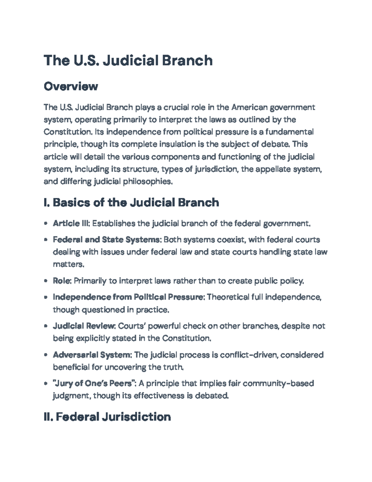 U.S. Judicial Branch Overview: Structure, Jurisdiction & Philosophy ...