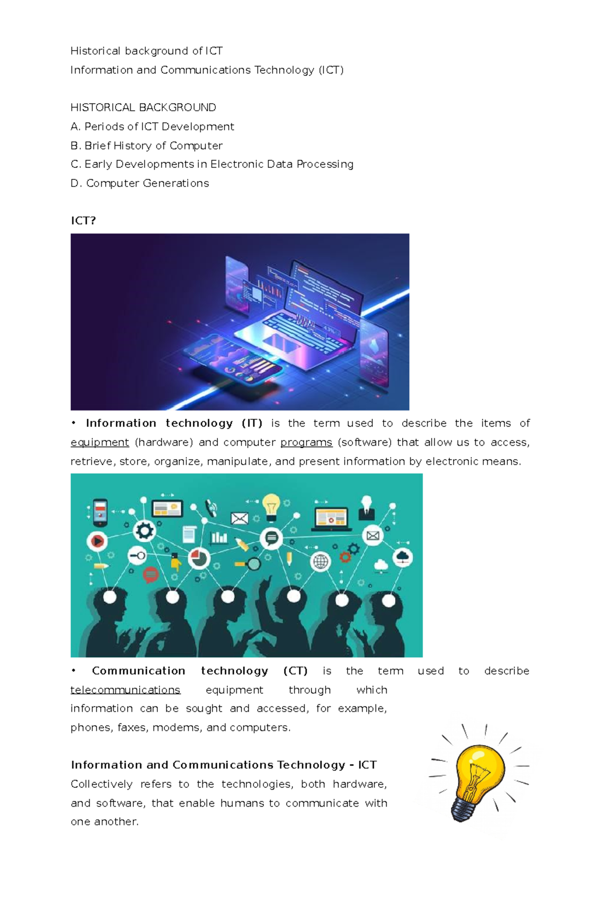 Historical Background of ICT Development: Key Milestones - Studocu