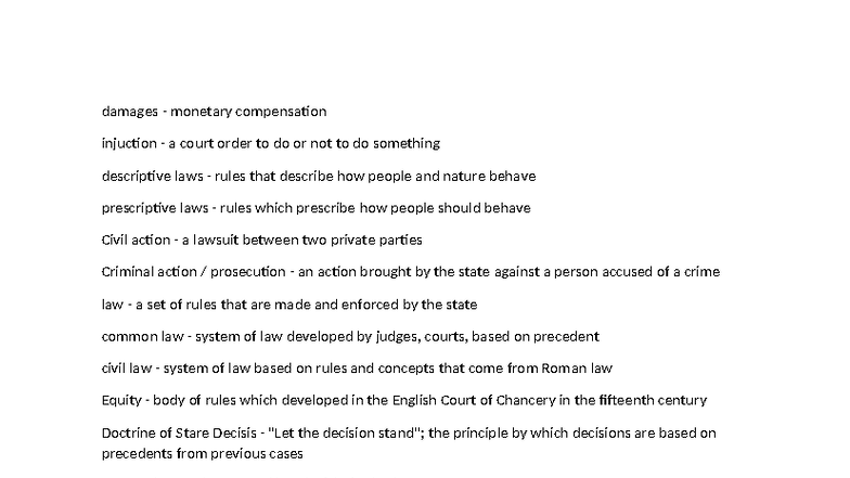 Civil Law Terms and Definitions: A Comprehensive Guide (LAW101) - Studocu