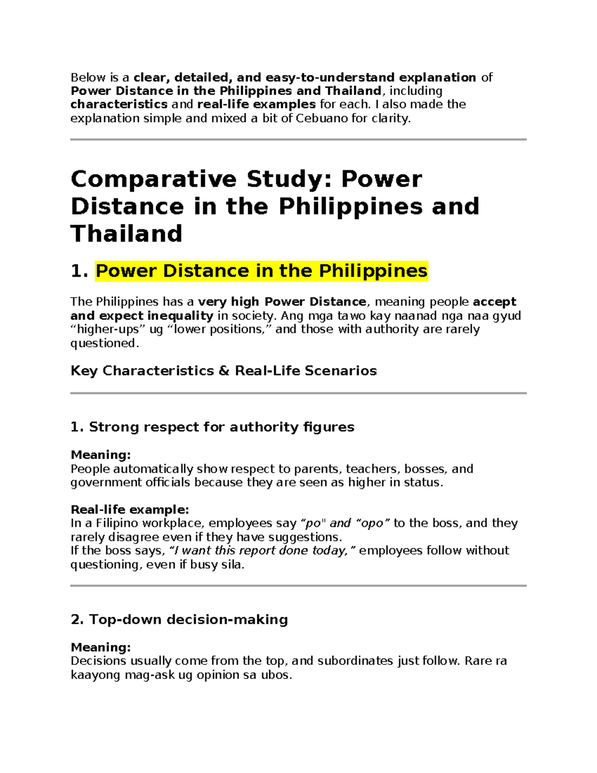 Power Distance Example