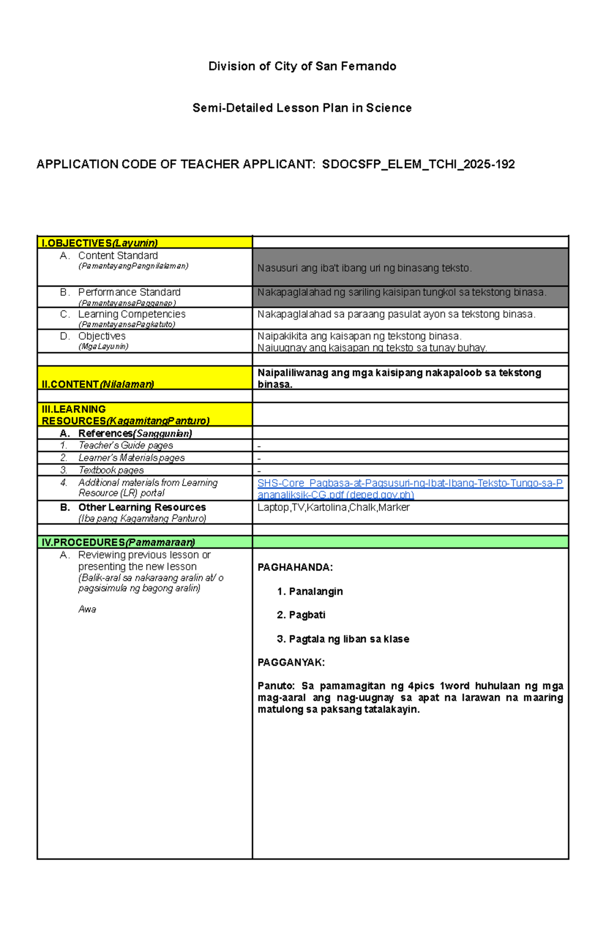 Semi-Detailed Lesson Plan in Science - UCSP 2025 - Studocu