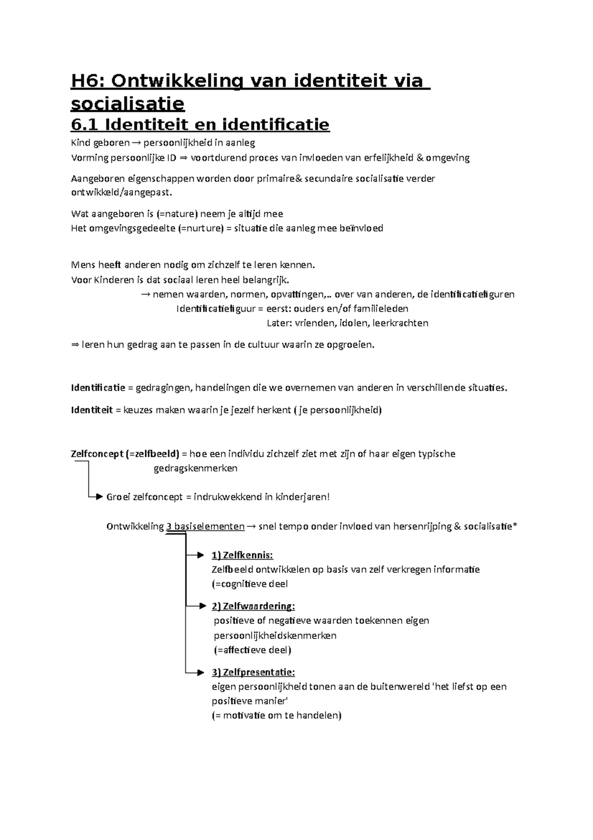 Gedragswetenschappen ontwikkeling van identiteit via socialisatie - H6 ...