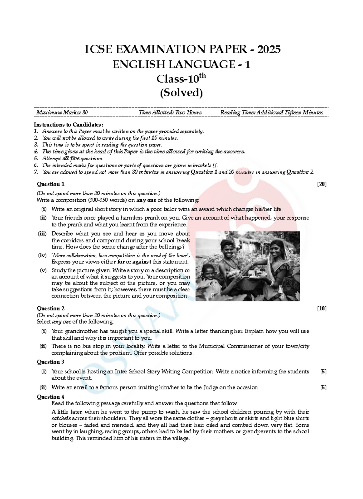 ICSE ENGLISH LANGUAGE 1 EXAMINATION PAPER 2025 (Solved) - Studocu