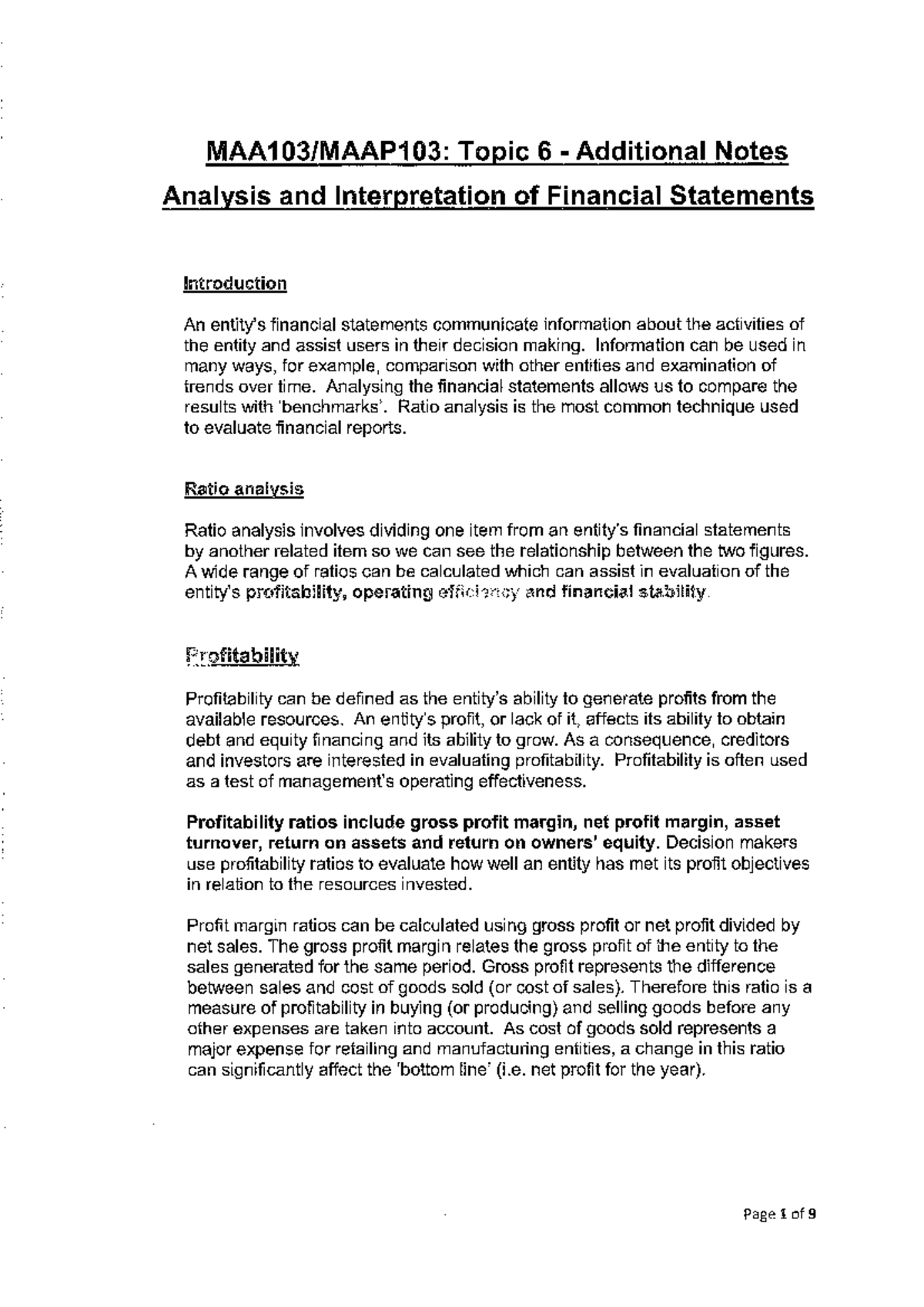 MAA103 Financial Statement Analysis: Key Ratios & Insights - Studocu