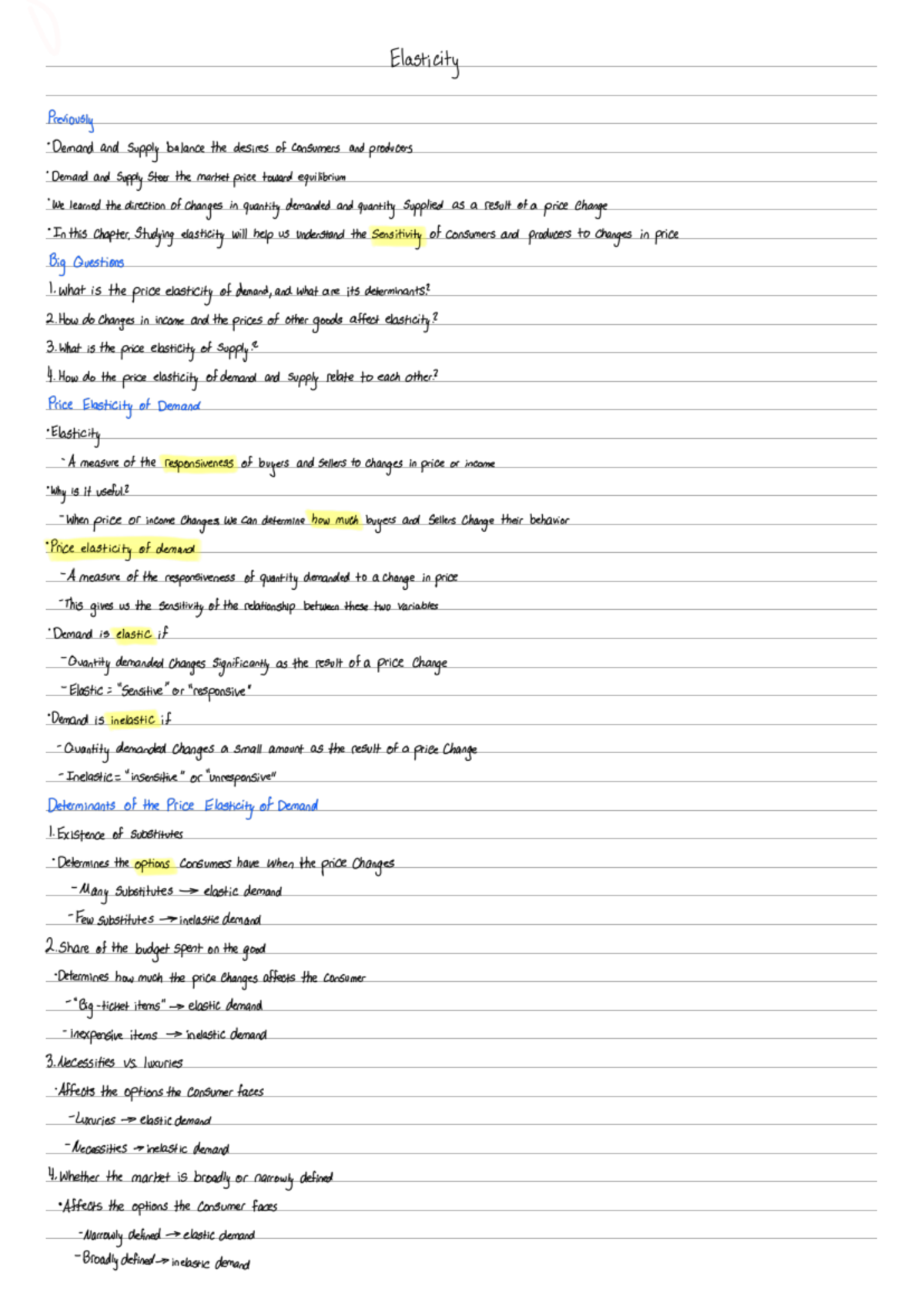 Chapter four, Elasticity - Elasticity Previously Demand and Supply ...