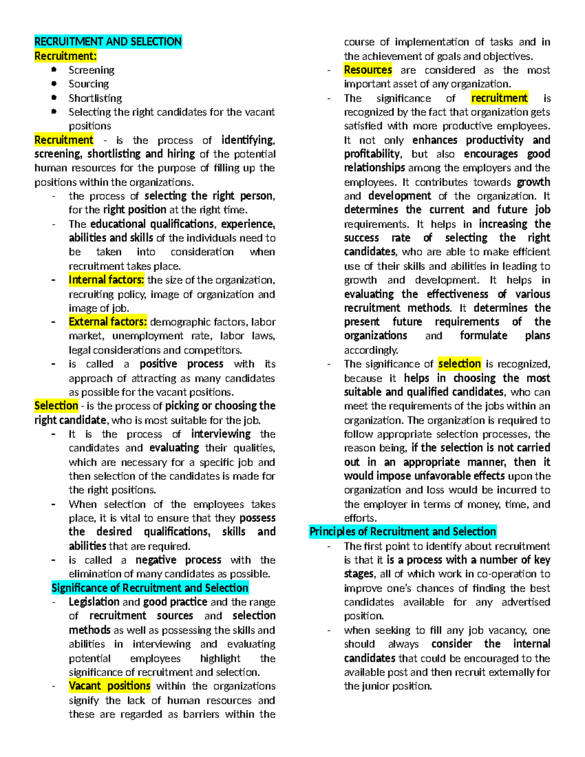 Recruitment and Selection: Key Processes and Principles in HR ...