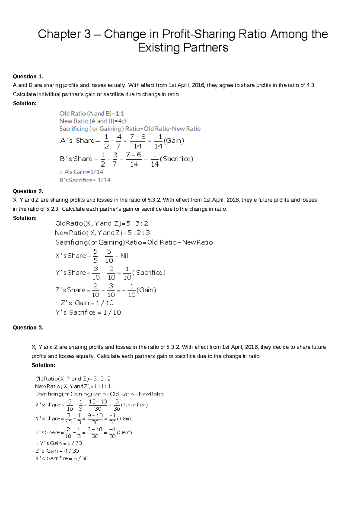 Chapter 3 – Change in Profit Sharing Ratio Among Partners (Volume I ...