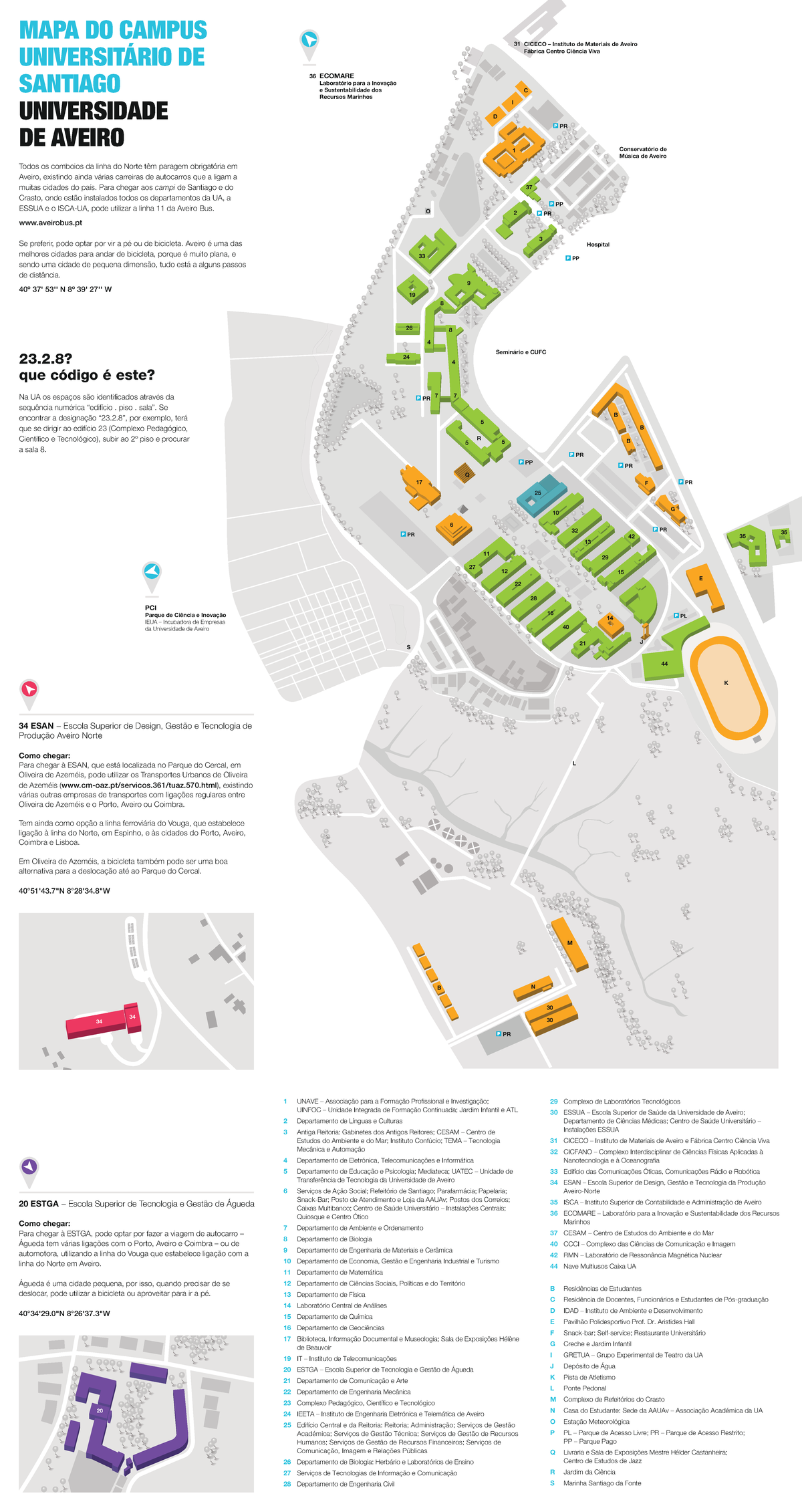 Mapa do Campus Universitário da Universidade de Aveiro - Mapa UA PT ...