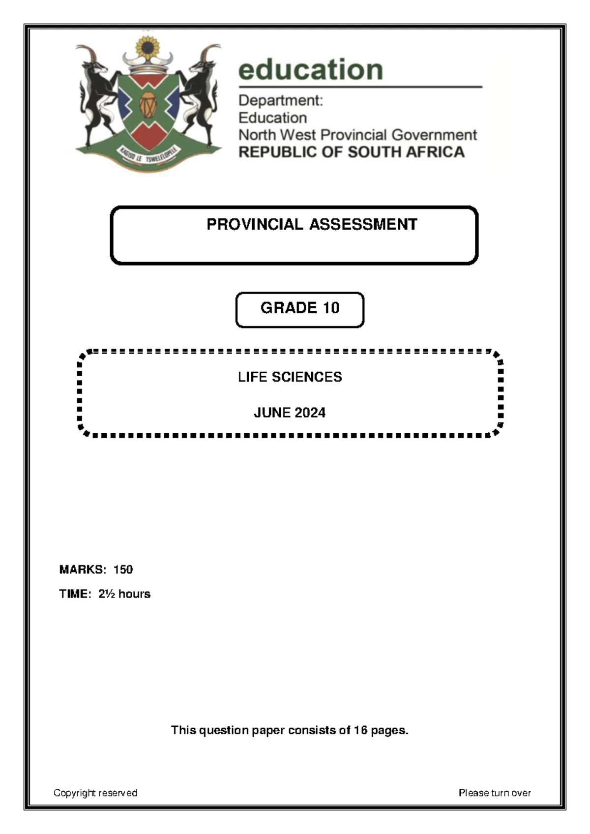 Grade 11 Physical Sciences P2 June 2024 Assessment Question Paper - Studocu