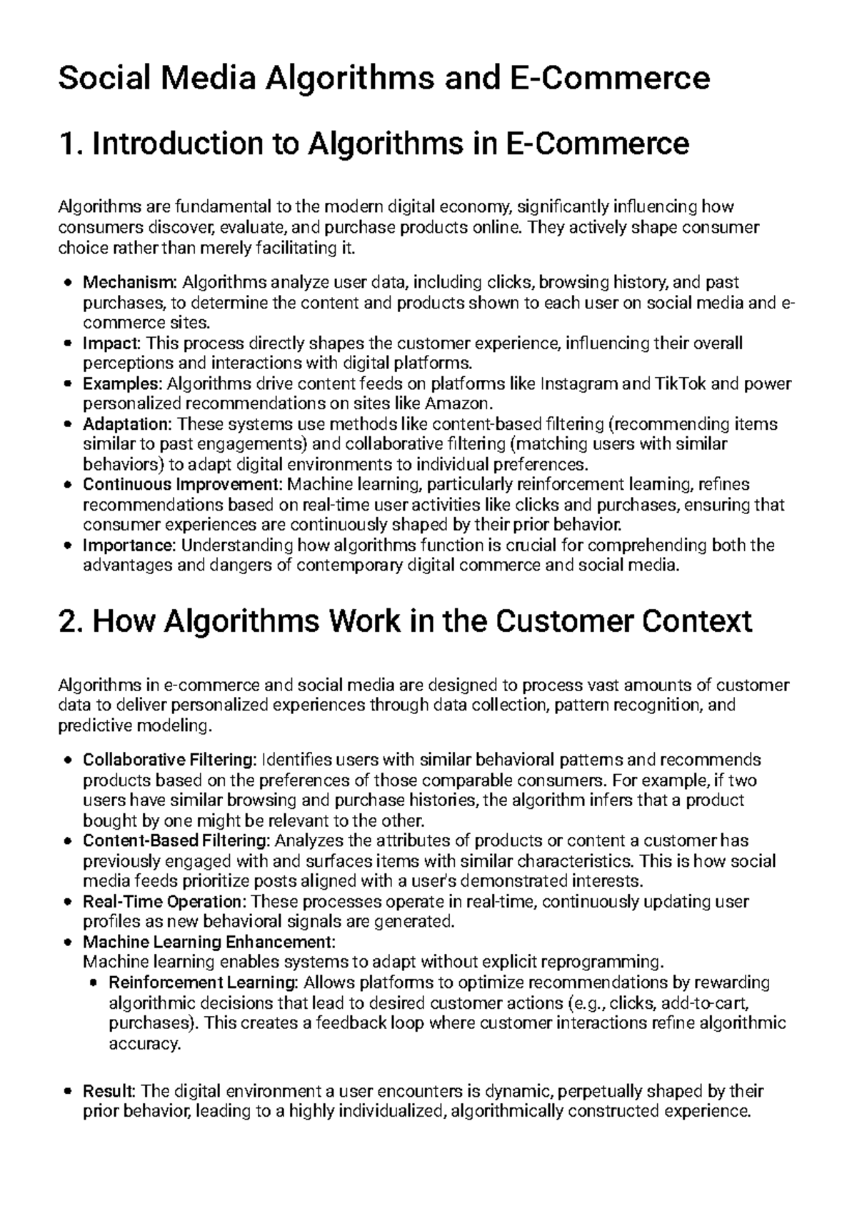 Social Media Algorithms and E-Commerce: An Overview - Studocu
