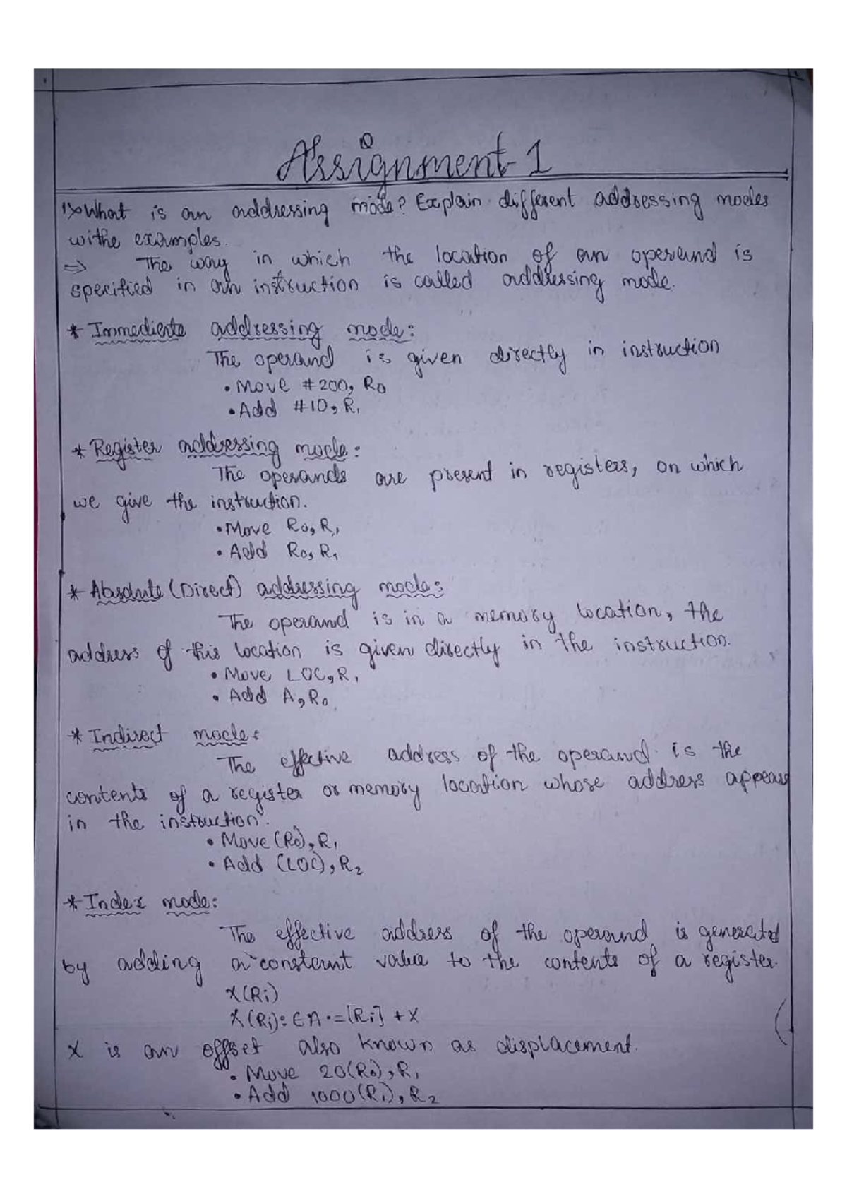 Dd n co assignment 1 - This is ddndco - Assignment 1 IX What is an addressing mode? Explain ...