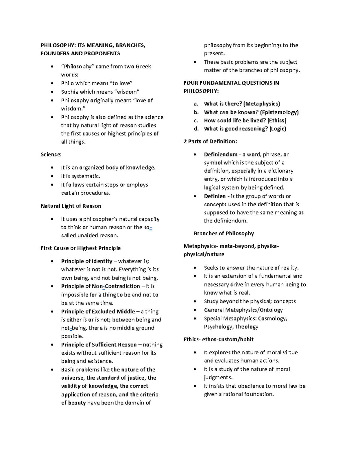 PHIL-101: Comprehensive Philosophy Review and Key Concepts - Studocu