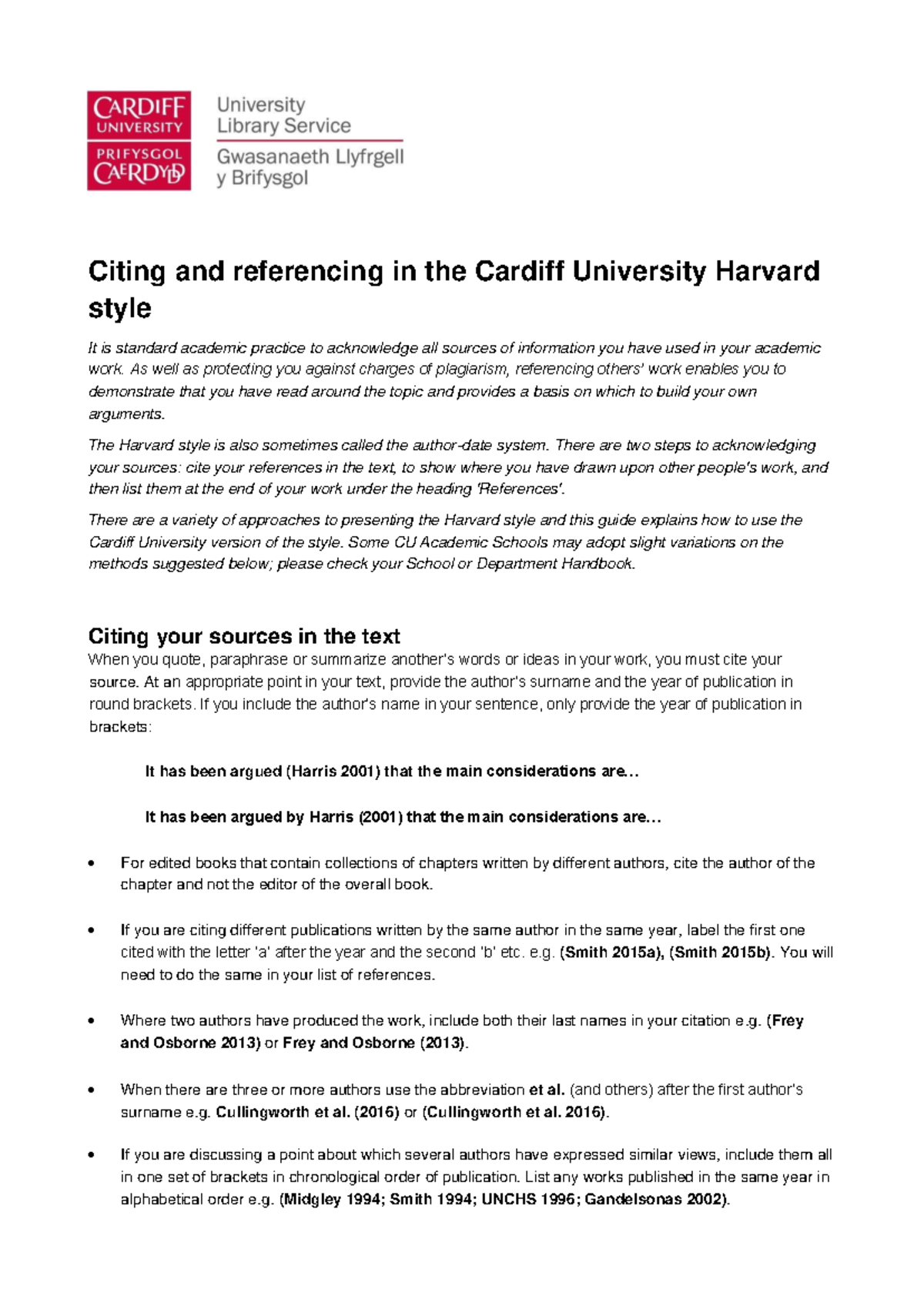 Cardiff Harvard Referencing Guide: Citing & Referencing Essentials ...