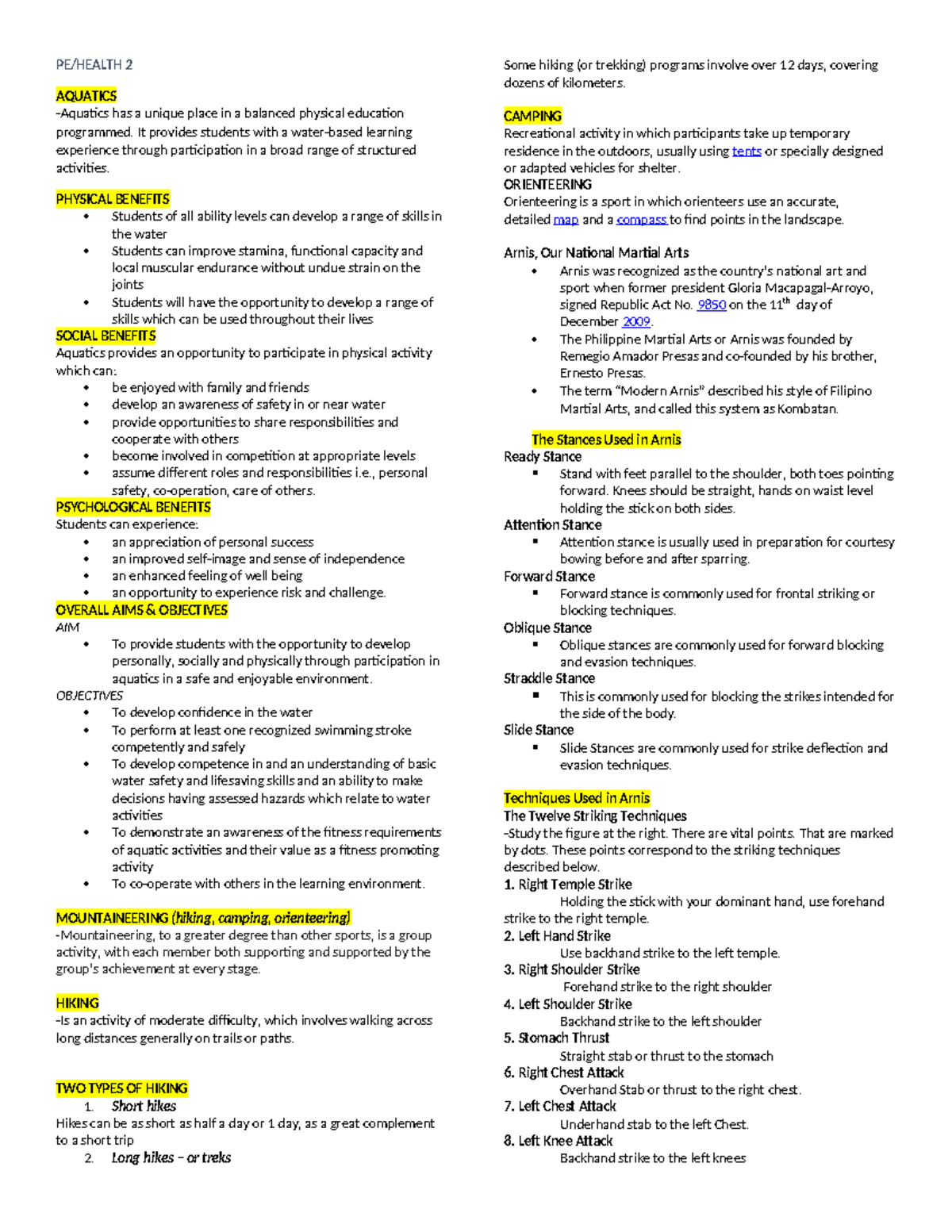 Reviewer-3RD- Quarter - PE/HEALTH 2 AQUATICS -Aquatics has a unique ...