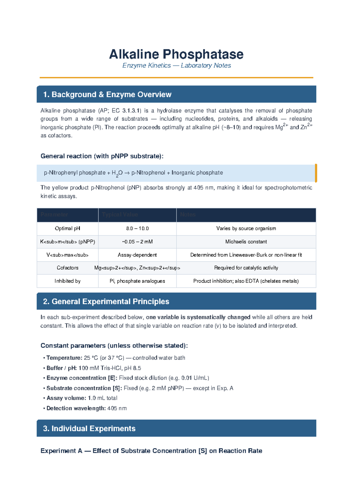 Alkaline Phosphatase Enzyme Kinetics Lab Notes (EC 3.1.3.1) - Studocu