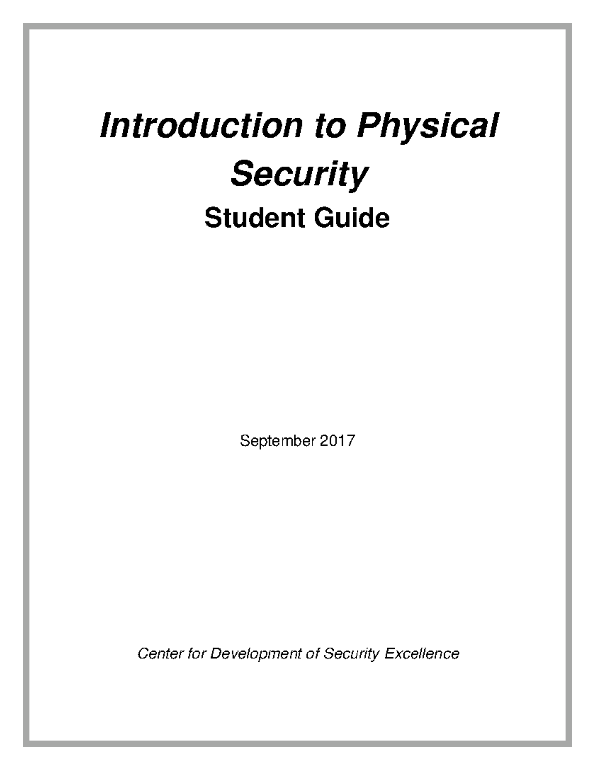 Intro to Physical Security: Student Study Materials (PHYS 101) - Studocu