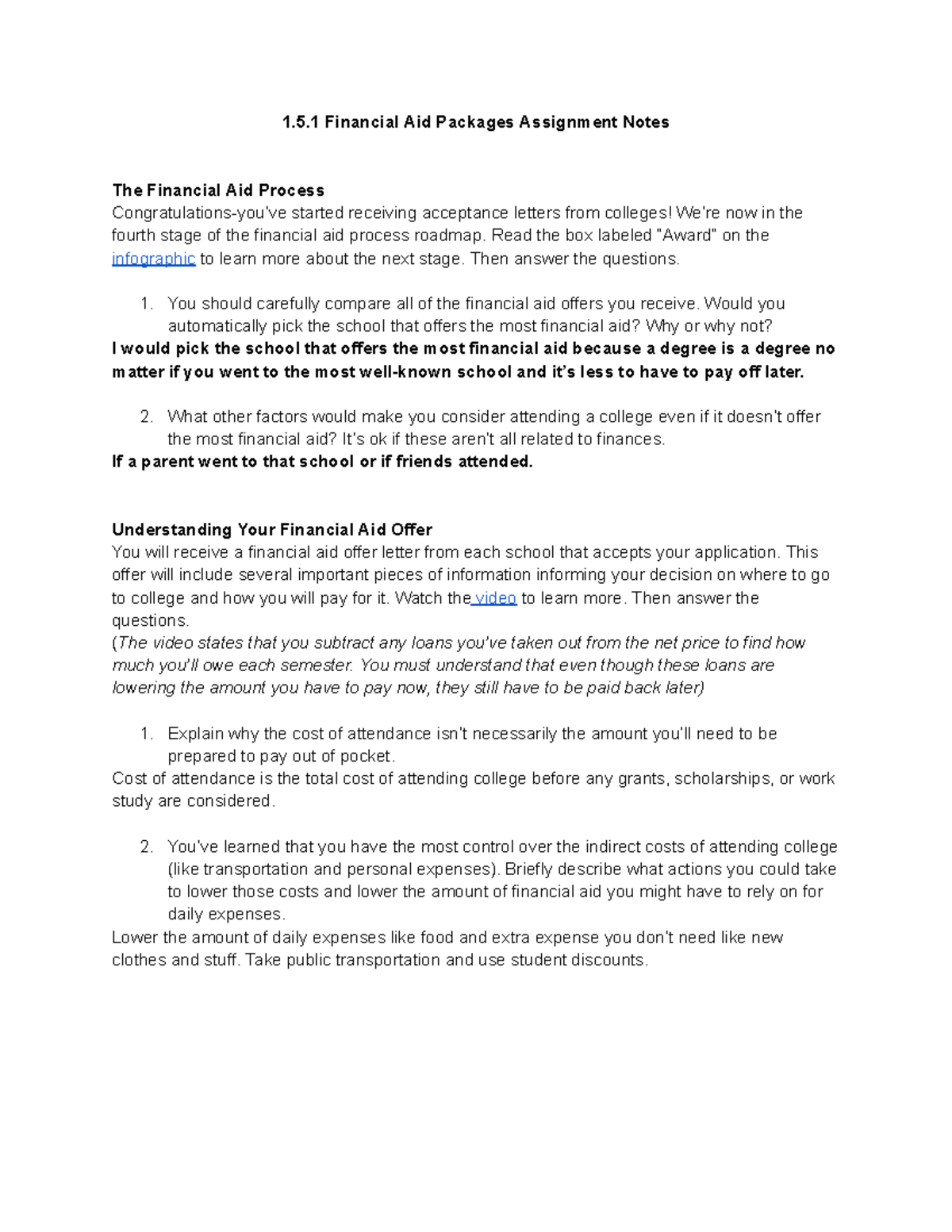 1.5.1 Financial Aid Packages Assignment Insights and Guidance - Studocu
