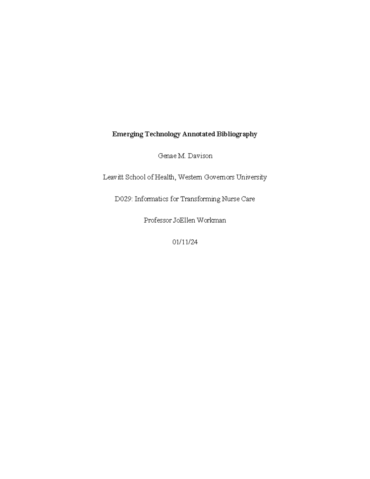 Annotated Bibliography - Emerging Technology Annotated Bibliography ...