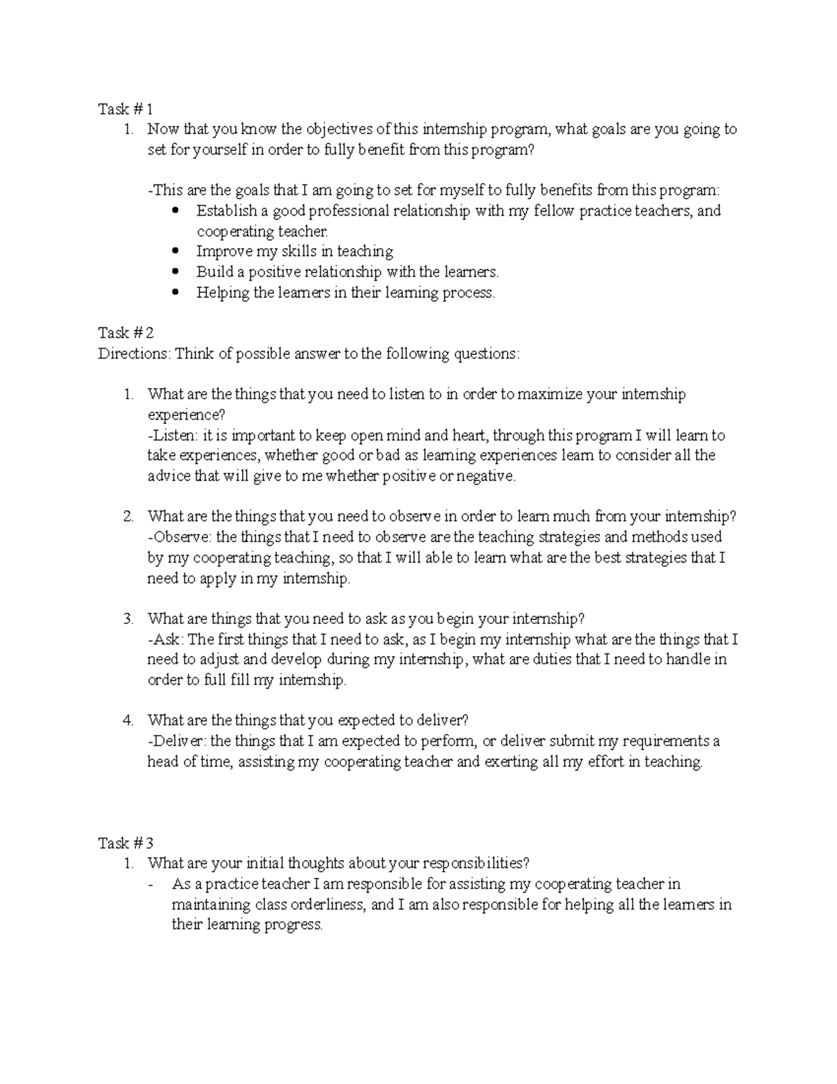 Silario-Sander-U - Internship Tasks and Reflections Guide - Studocu