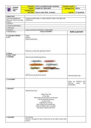 5es lesson plan new Repaired - Detailed Lesson Plan In Health -Grade 3 ...