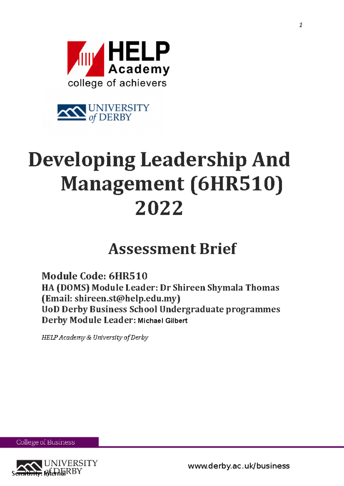 DLM.6HR510.Assessment Guidance for Developing Leadership and Management ...