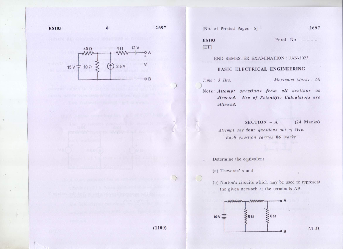 ES103 Final Exam: Basics of Electrical Engineering Notes - Studocu