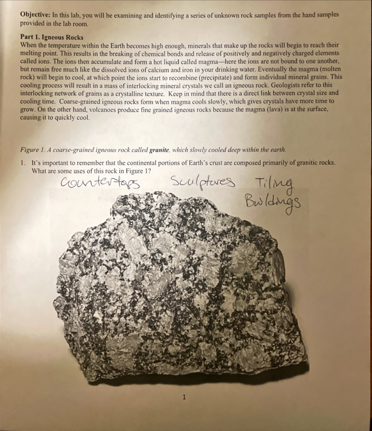 Geology Lab 3 - Identifying Igneous Rocks and Their Properties - Studocu