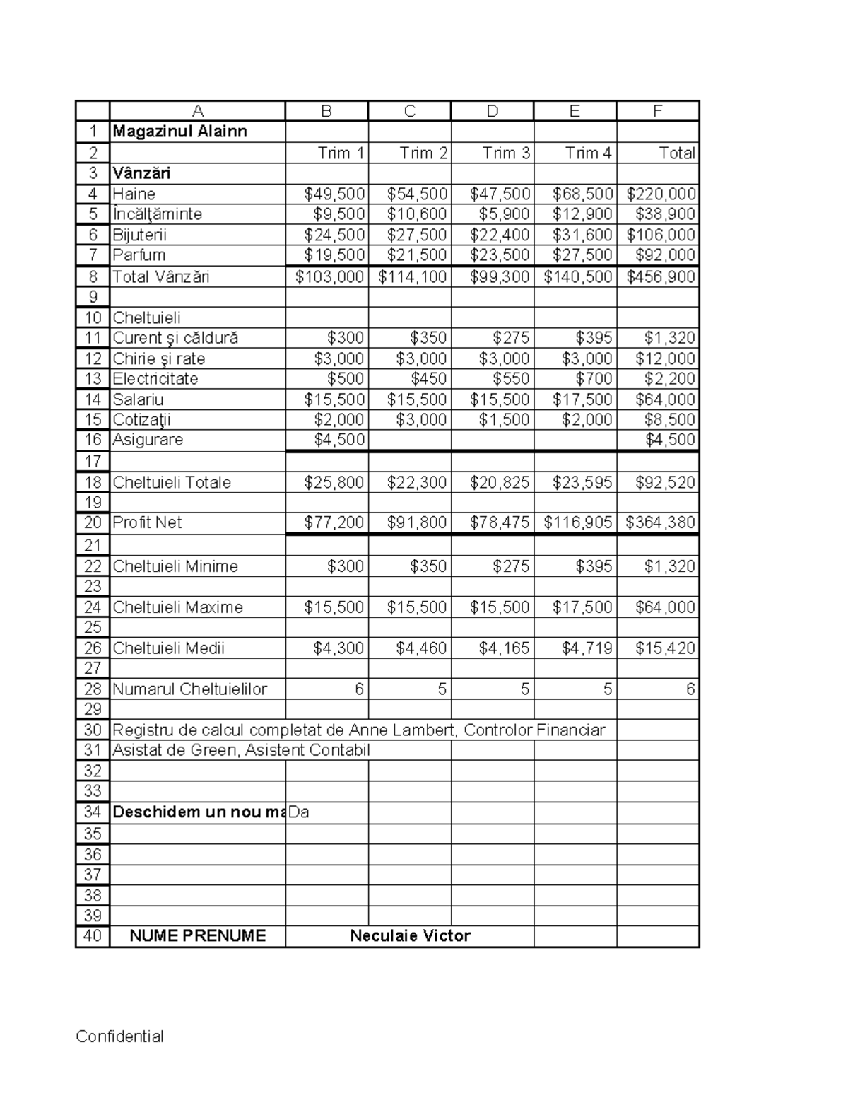 Analiza Profitului și Cheltuielilor - asad2dwd - Studocu