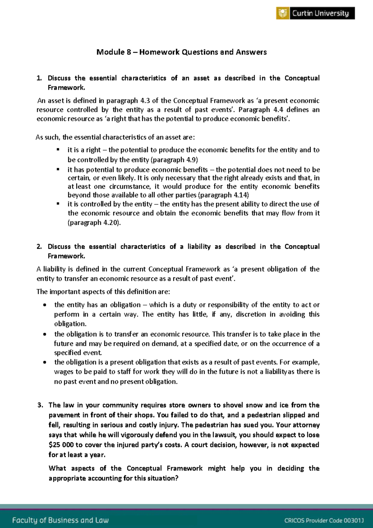 ACCT1002 Module 8 Homework Solutions: Asset and Liability Analysis ...