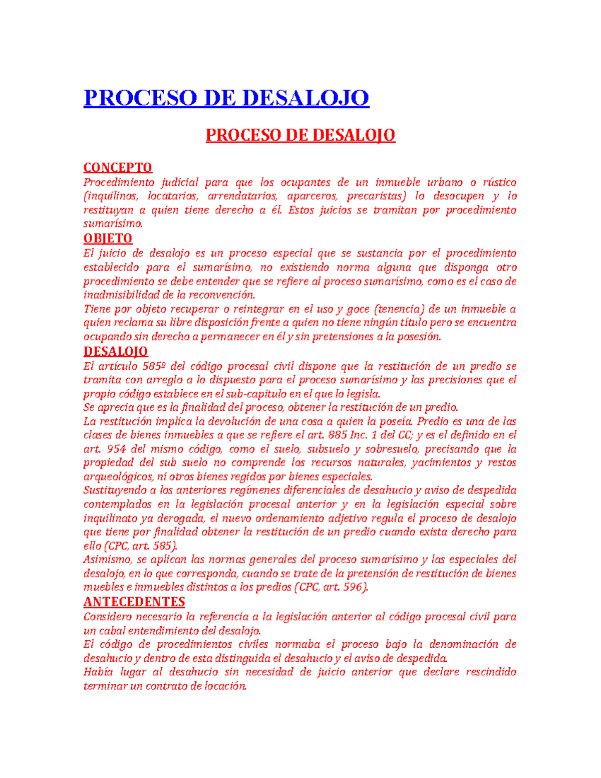 DERECHO CIVIL EN LA CIUDAD DE MEXICO, MEXICO - PROCESO DE DESALOJO ...