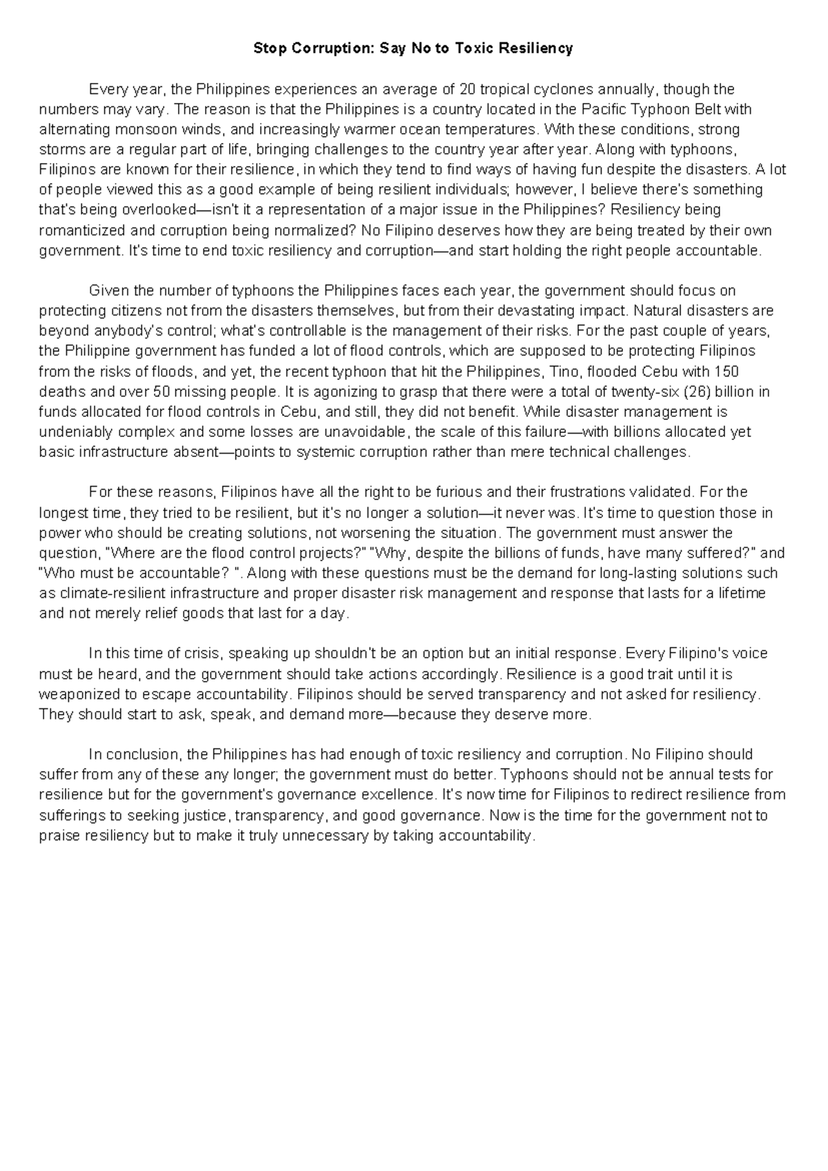 Ending Toxic Resiliency: A Call for Accountability in the Philippines ...